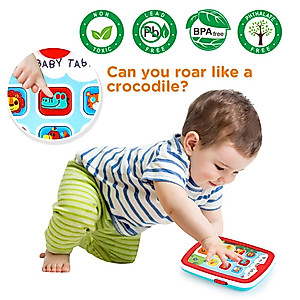 VATOS Toddler Learning Tablet for 1 Year Old, Baby Ipad for 6M -12M -18M+ with Music & Light, Travel Toy Tablet with Easy ABC Toy, Numbers & Color | My First Learning Tablet