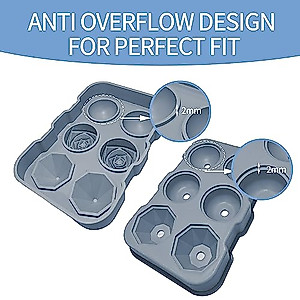 Silicone Ice Cube Trays for Freezer 6Holes Rose/diamond/ball Shape Silicone Mold with Lid for Epoxy Resin Candle Chocolate Cocktails Whiskey (Blue)