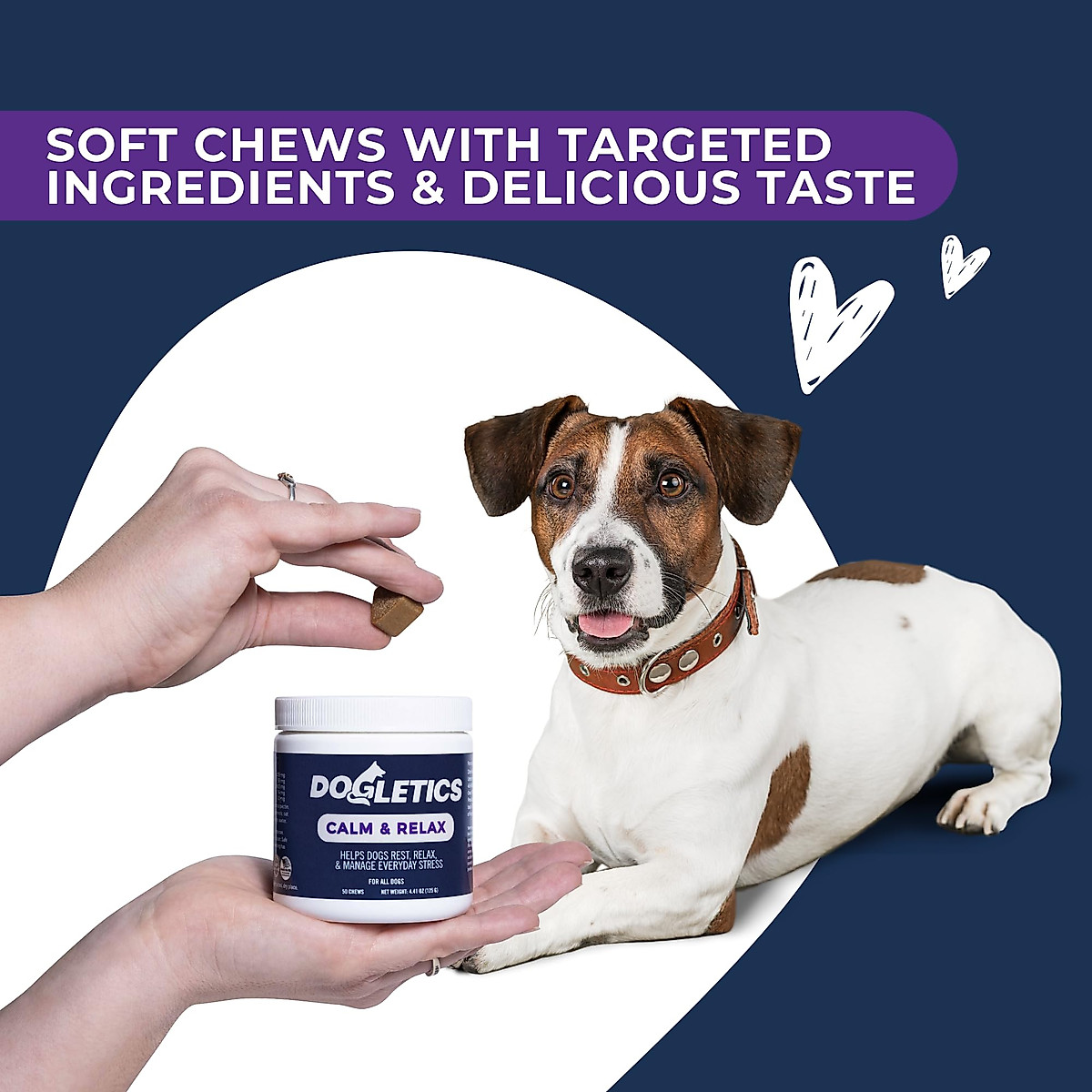 Dogletics Calm & Relax Soft Chew Supplements for Dogs - Reduce Stress & Anxiety, Behavioral Support, Promote Rest & Relaxation for Active Dogs