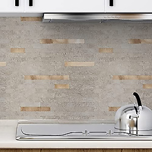 Art3d 10-Sheet Peel and Stick Collage Tile for Kitchen Backsplash - Ecru Slate