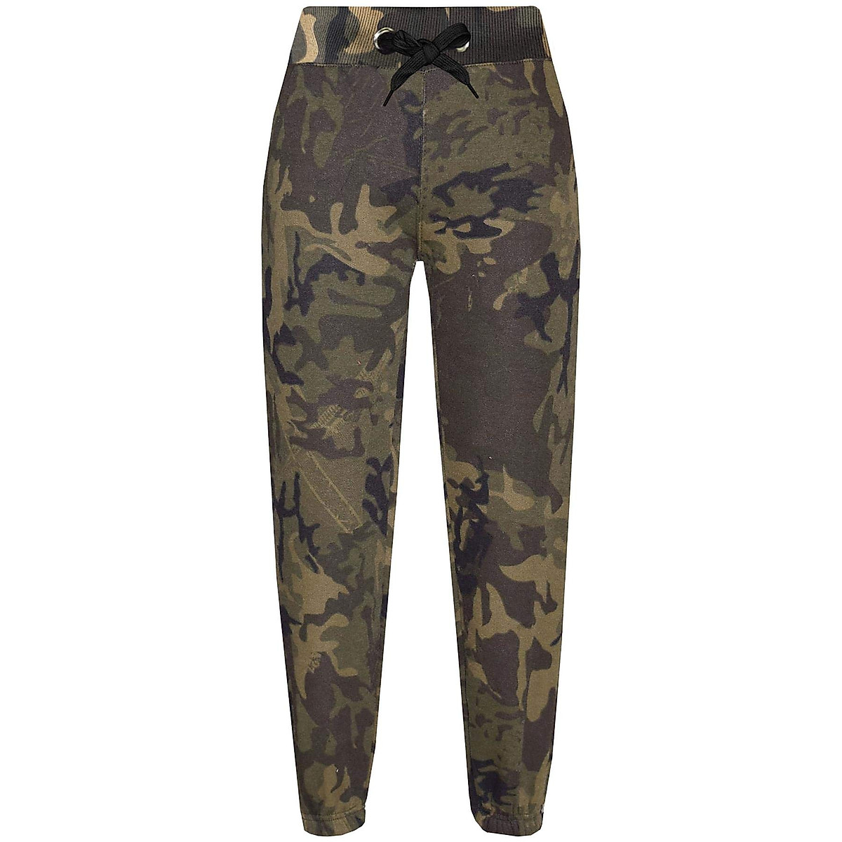 Kids Girls Boys Plain Tracksuit Hooded Hoodie Bottom Jog Suit Joggers 5-13 Years Camo Green