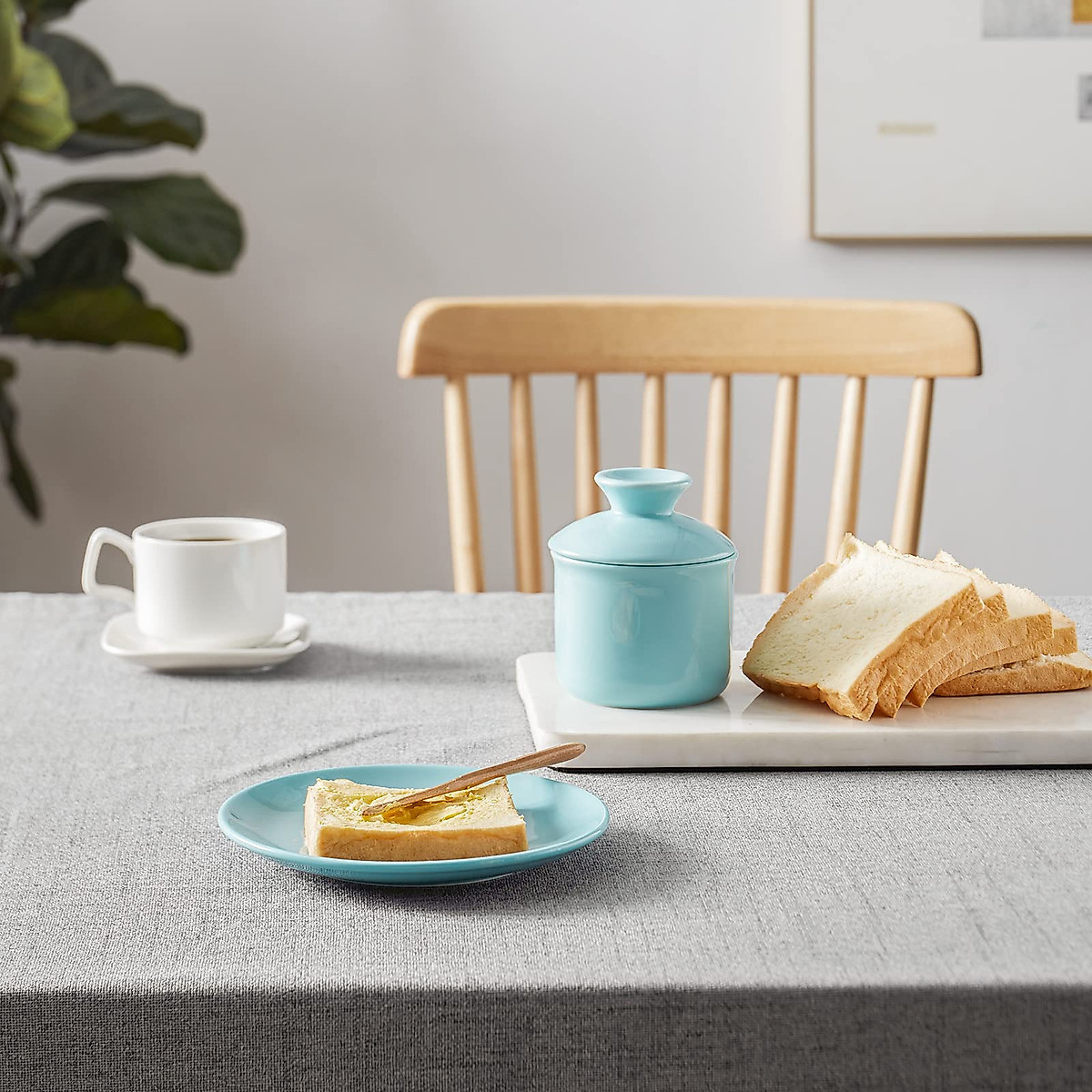 DOWAN Butter Crock for Counter, French Butter Dish for Spreadable Soft Butter, Butter Keeper with Water Line, No More Cold & Hard Butter, Housewarming Gift Wife Mom Friends, Turquoise