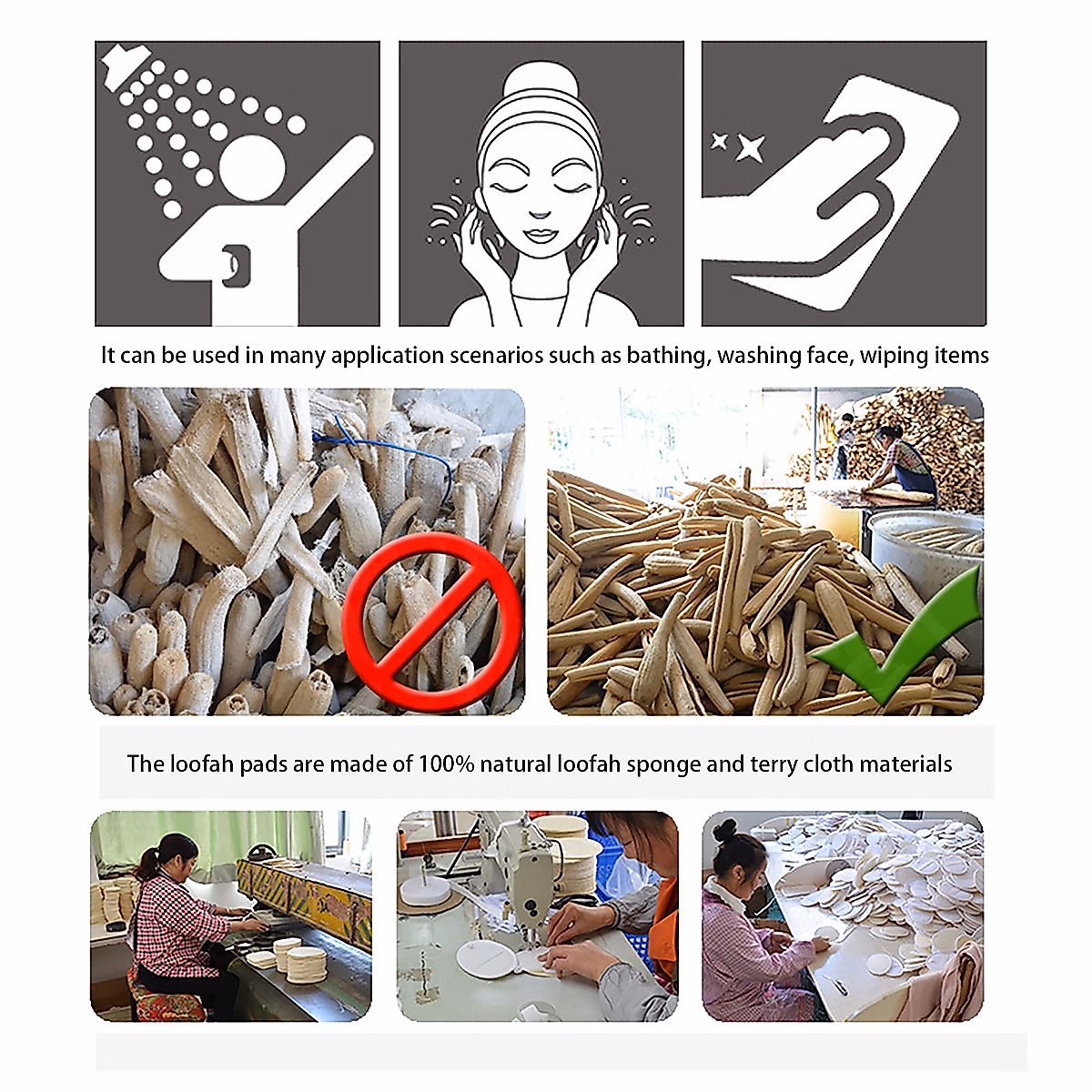 Natural Loofah Pads, Face Exfoliator Pad Scrubber Handheld Luffa Pad Sponges Suitable for Bathing, Showering, spa Facial Cleansing Available for Men and Women (2pcs)