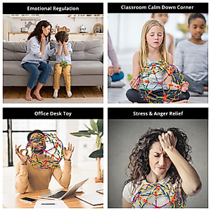 4E's Novelty Expandable Breathing Ball - Stress Reliever Fidget Toys Expands from 6 to 12" for Yoga, Anxiety, Relaxation - Expanding Sphere for Kids & Adult Gift Idea