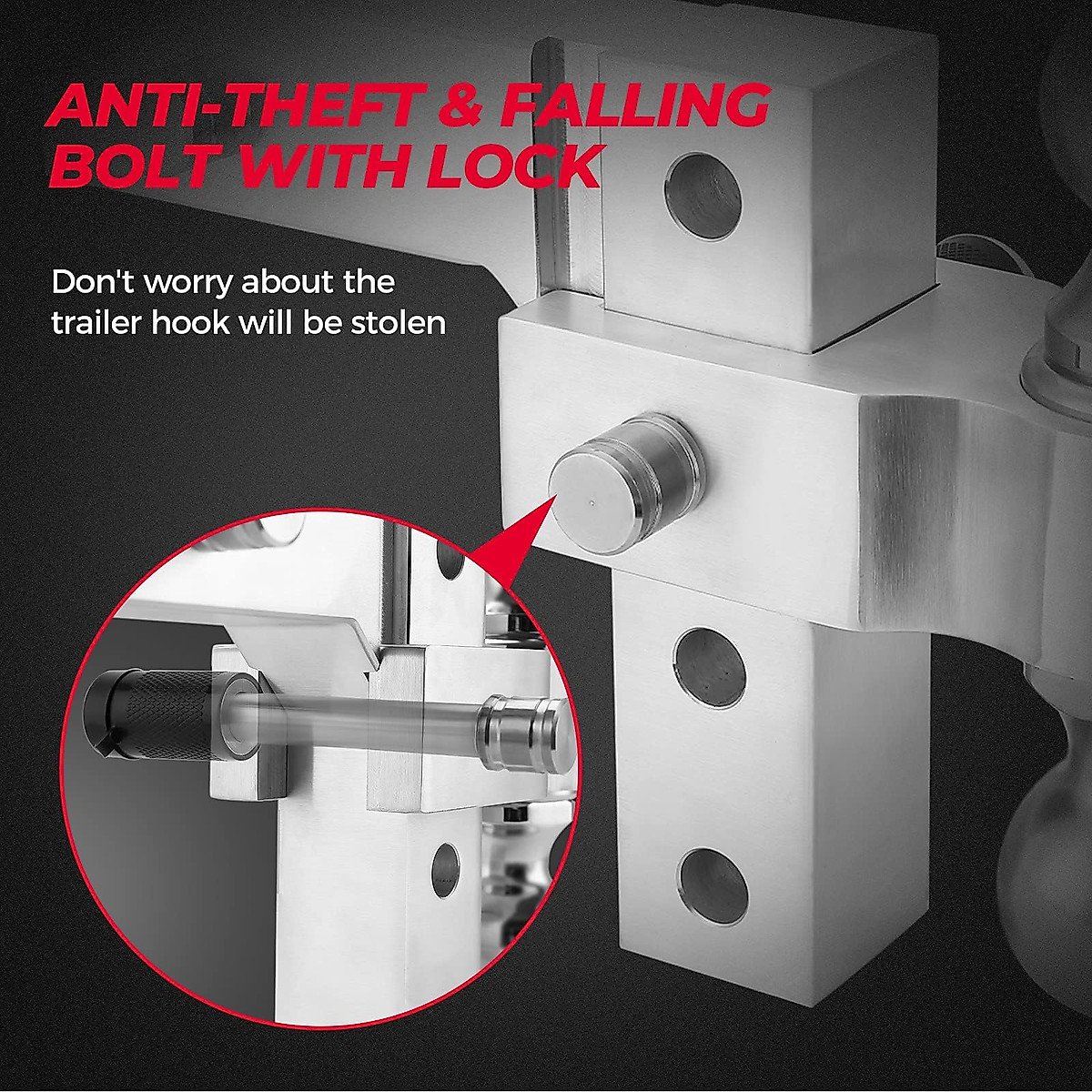 KEMIMOTO Adjustable Trailer Hitch, Fits 2 inch Receiver, 6 Inch Drop Hitch, Aluminum Tow Hitch Ball Mount, 2 and 2-5/16 inch Tow Balls/Double Pin Key Locks for Trucks Cars UTV ATV