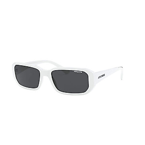 ARNETTE Man Sunglasses Shiny White Frame, Dark Grey Lenses, 55MM