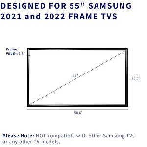 VIVO Aluminum 55 inch Decorative Modern Beveled Frame Designed for 2021-2022 Samsung The Frame TV, Picture Hanging Style, Quick Install, Black, COVER-SG55F