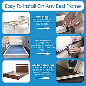 TotCraft Toddler Bed Rails Guard – Universal Baby & Children Rail for Box Spring &slats Kids Toddlers Cribs, Twin, Double, Full Size Queen &King - White (35.5L19.5H) in