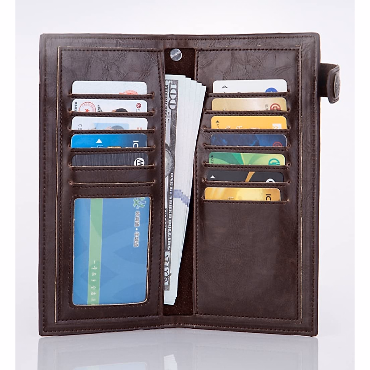 Wallet Men Punk Style Personality Long Wallet Skull Cross Retro Wallet (Color : Black B, Size : A)