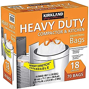 Kirkland Signature Compactor Kitchen Trash Bag with Gripping Drawstring Secure Full Size