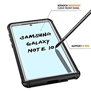 Nineasy Samsung Galaxy Note 10 Case, 360° Full Body Protective Built in Screen Protector Support Wireless Charging,Heavy Duty Dropproof Case for Samsung Note 10 6.3inch (Black/Clear)