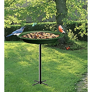 Garbuildman Upgraded 5-Prong Base Bird Bath with Metal Stake, Detachable Decoration Bowl Spa & Freestanding Birdfeeder for Outdoor Garden, Oval Style, Green