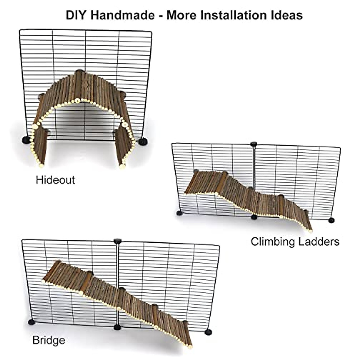 Chinchilla Cage Natural Wood Flexible Platform Toy, Chinchilla Running Wheel Fence, Small Animal Climbing Toys for Chinchilla Guinea Pig Rabbit Hamsters Gerbils Rat and Other Small Animals