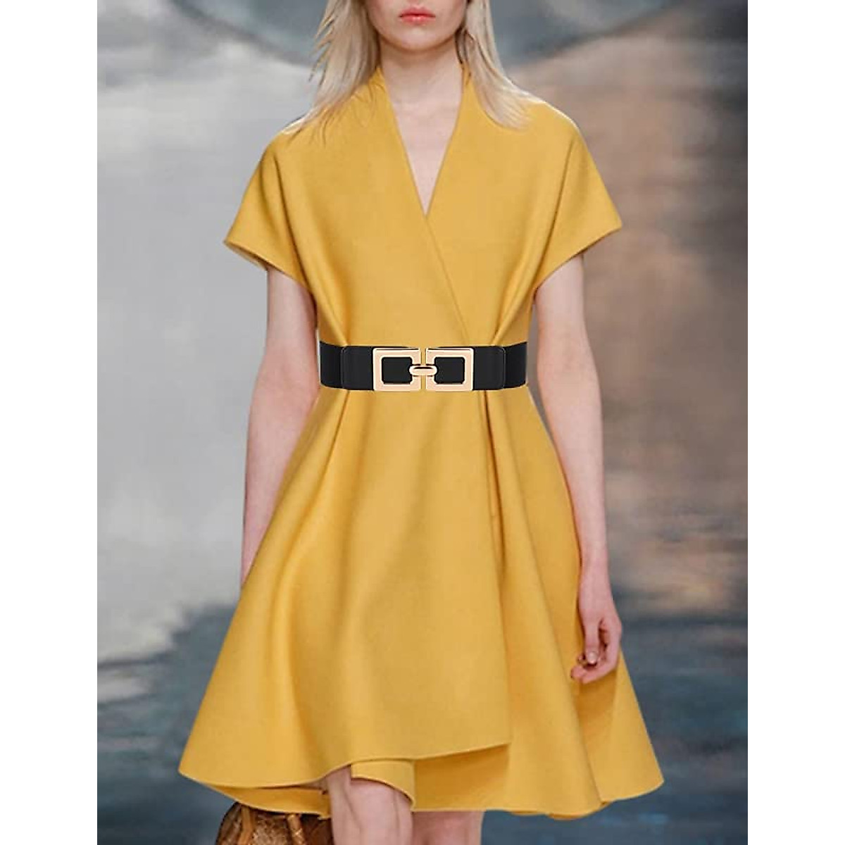 TOPACC 2-Piece Wide belts for women Dresses Elastic Western Cinch Belt Stretch Retro Buckle Ladies Fashion