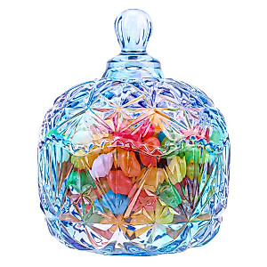 Danmu 1Pc Colorful Glass Storage Jar, Candy Jar with Lid, Cookie Jar, Jewelry Box Buffet Jar Biscuit Containers Color B(260ml / 9oz)