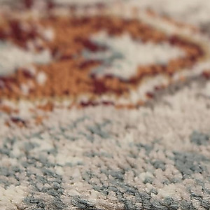 AMER Rugs Allure Collection, 8x10 Area Rug, Rectangular Oriental Rugs for Living Room, 0.38" Low Pile Indoor Rugs for Dining Room, Bedroom, Kitchen, Office, High Traffic Area - Elina Beige