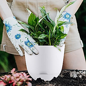 QCQHDU Plant Pots,3 Pack 8 inch Self Watering Planters High Drainage with Deep Saucer Reservoir,for Indoor & Outdoor Garden Flowers Plant Pot-White…