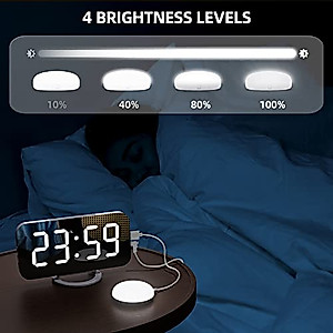 Miowachi Loud Digital Alarm Clock for Heavy Sleepers Adults with Bed Shaker,2 USB Charger, Adjustable LED Light, Snooze, Alarm, Clock for Bedroom, White