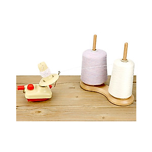 QWORK Weighted Double Yarn Ball Holder - Advanced Metal Twirling Mechanism - Knitting Crochet Spindle Dispenser for All Yarn Types