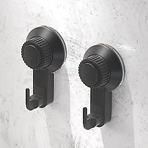 Antetek Suction Cup Hooks,Removable and Reusable Heavy Duty Vacuum Inside Shower Hooks for Glass Wall Window and Bathroom Kitchen Suction Hanger for Towel Loofah Wreath Bag and Coat (2 Pack)