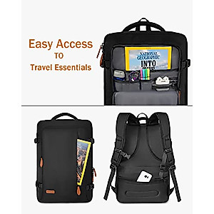 Carry on Backpack with DIY Divider, 45L Travel Backpack Airline Approved for Men, Underseat Luggage Suitcase Daypack Overnight Weekender Bags for Flight Personal Item, Gifts for Travelers Women, Black