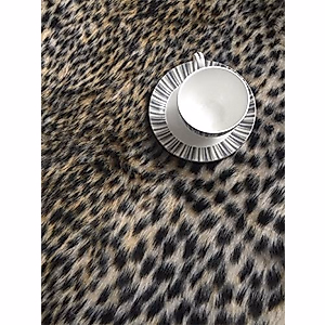 Leopard Print Rug Faux Fur Cheetah Rug Cowhide Animal Skin Mat Carpet for Office, Livingroom, Bedroom Non-Slip Home Decor 40x37Inch/ 3.2x3.1Ft