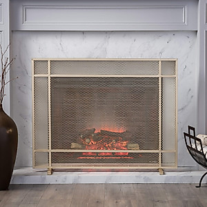 Christopher Knight Home Markus Modern Single Panel Iron Firescreen, Gold Finish