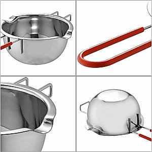 Stainless Steel Double Boiler Melting Pot with Heat Resistant Handle, Large Capacity Chocolate Melting Pot for Butter Candy Butter Cheese, Candle Making (450/900ML)