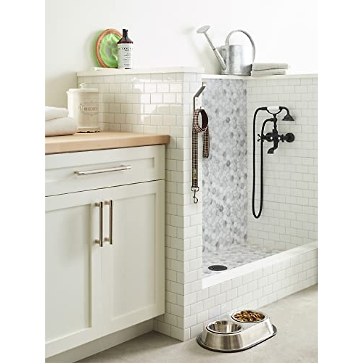 Amerock H37003G10 | Emerge Double Prong Decorative Wall Hook | Satin Nickel Hook for Coats, Hats, Backpacks, Bags | Hooks for Bathroom, Bedroom, Closet, Entryway, Laundry Room, Office