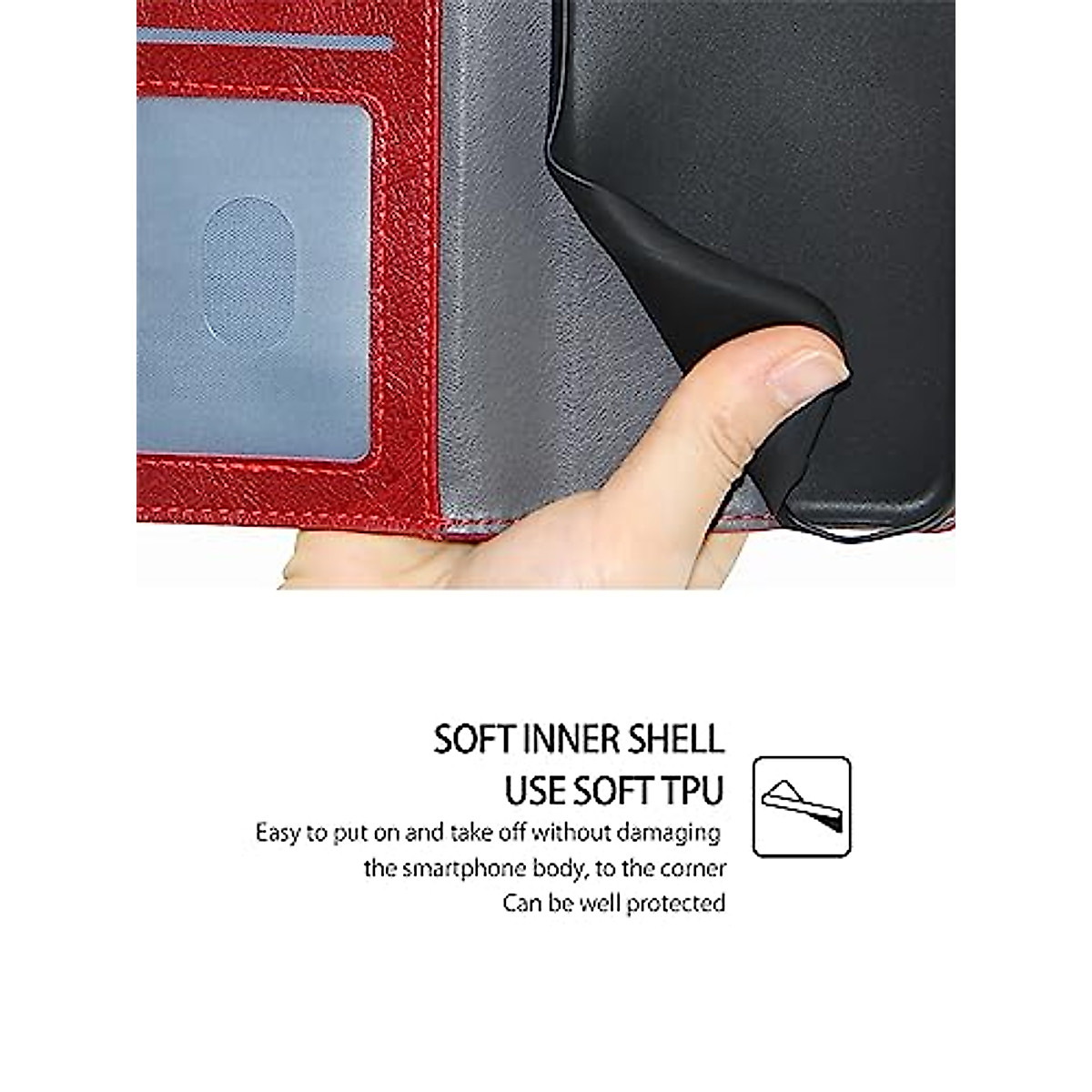 Arseaiy Case for VIVO V20 Flip Phone Case PU Leather Zipper Pocket Wallet Case Cover with Card Holder Kickstand Shell Red