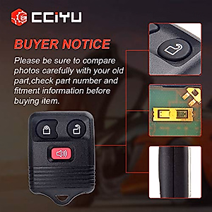 cciyu CWTWB1U331 Keyless Entry Remote Car Key Fob Clicker Transmitter Alarm 1X 3 Buttons fits for Ford Edge for F150 98-16 for M azda for L incoln for F ord for M ercury Series CWTWB1U331