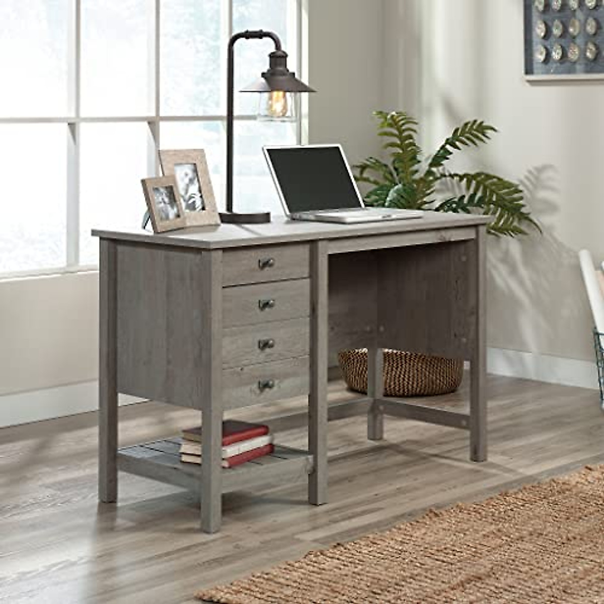 Sauder Cottage Road Pedestal Desk with Storage, Mystic Oak Finish