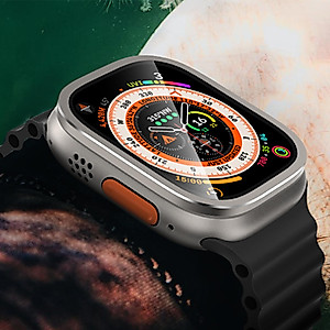 ownace Compatible with apple watch ultra 2 band 49mm with Screen Protector Tempered Glass Sport,Soft Silicone Waterproof Strap Wristbands iWatch Apple Watch Series Ultra Women Men