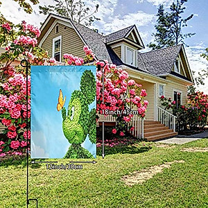 Caelpley Welcome Decorations Garden Flag Vertical Double Sided 12 X 18 Inch, House Farmhouse Yard Seasonal Outdoor Flags Merry Christmas Holiday Decor, Disney Mickey Mouse Blue Sky and Butterfly