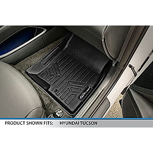 SMARTLINER All Weather Custom Fit Black 2 Row Floor Mat Liner Set Compatible with 2022-2023 Hyundai Tucson