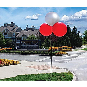 DuraBalloon - Weatherproof Reusable Balloon Triple Cluster Pole Kit - Helium Free Plastic Outdoor Balloons