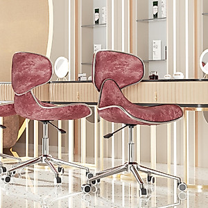 Magshion Beauty Spa Salon Barber Tattoo Chair Swivel Barstool Hair Stylist Task Chairs Massage Home Office Facial Spa Medical Stools - Set of 2 (Velvet Rosewood-Pink)