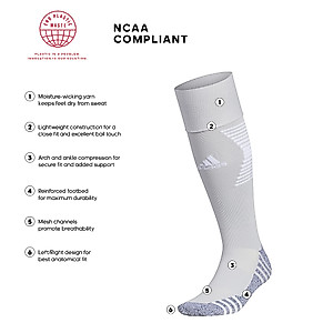 adidas Speed 3 Soccer Socks (1 Pair), Team Light Grey/White, Small