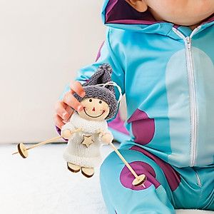 Amosfun Christmas Figurine Holiday Wooden Figure Miniature Ski Doll Ornament Gift Table Adults 5pcs (Mixed Pattern)