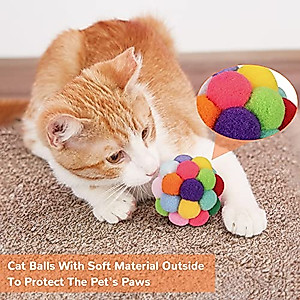 Retro Shaw Woolen Cat Toy Balls with Bell and Fuzzy Balls, Interactive Toys for Indoor Cats and Kittens, Chew Toys, 6 Pack