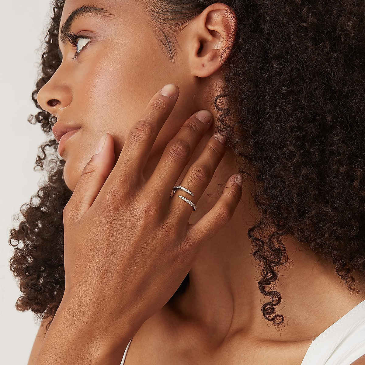 PAVOI 14K Gold Plated Cubic Zirconia Open Twist Eternity Band White Gold for Women Size 9