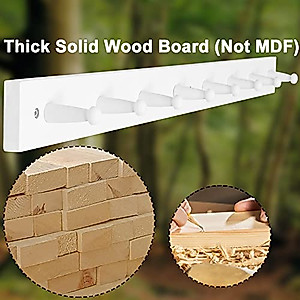 Dseap Long Wall Coat Rack with 8 Peg Hooks - 16-Inch Hole to Hole, Shaker-Style Wooden Wall Mounted Coat Hook Hanger for Coats Hats Towels Clothes, White