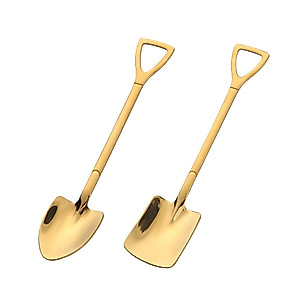 6PCS/set Stainless Steel Iron Shovel Spoon, Coffee Ice Cream Spoon Engineering Shovel,Retro Cute Square Head Spoon Kitchen Gadget