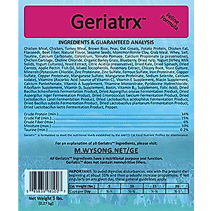 Wysong Geriatrx Senior Feline Formula Dry Cat Food - 5 Pound Bag