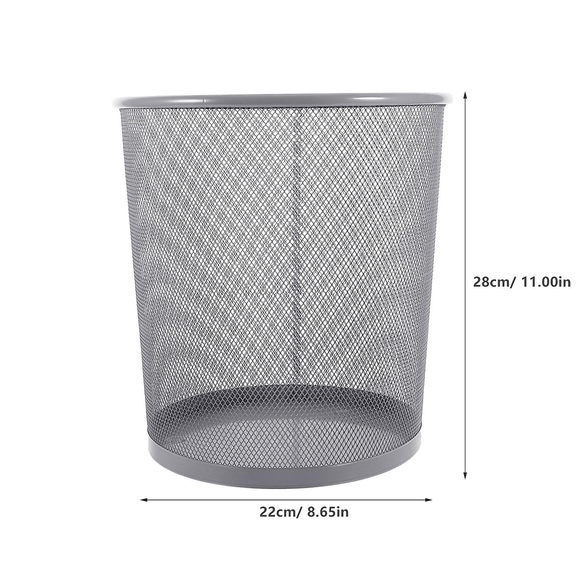 MAGICLULU Trashcan Circular Mesh Waste Paper Bin Round Trash Can Open Top Wastebasket Recycling Bins Garbage Can Waste Basket for Home Office Workspace Silver Metal Mesh Wastebasket