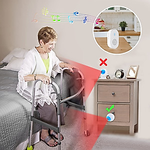 CallToU Portable Bed Alarm Caregiver Pager and Fall Prevention for Elderly Monitoring Dementia Patients Seniors Home, 2 Receiver 2 Magnetic Motion Detectors