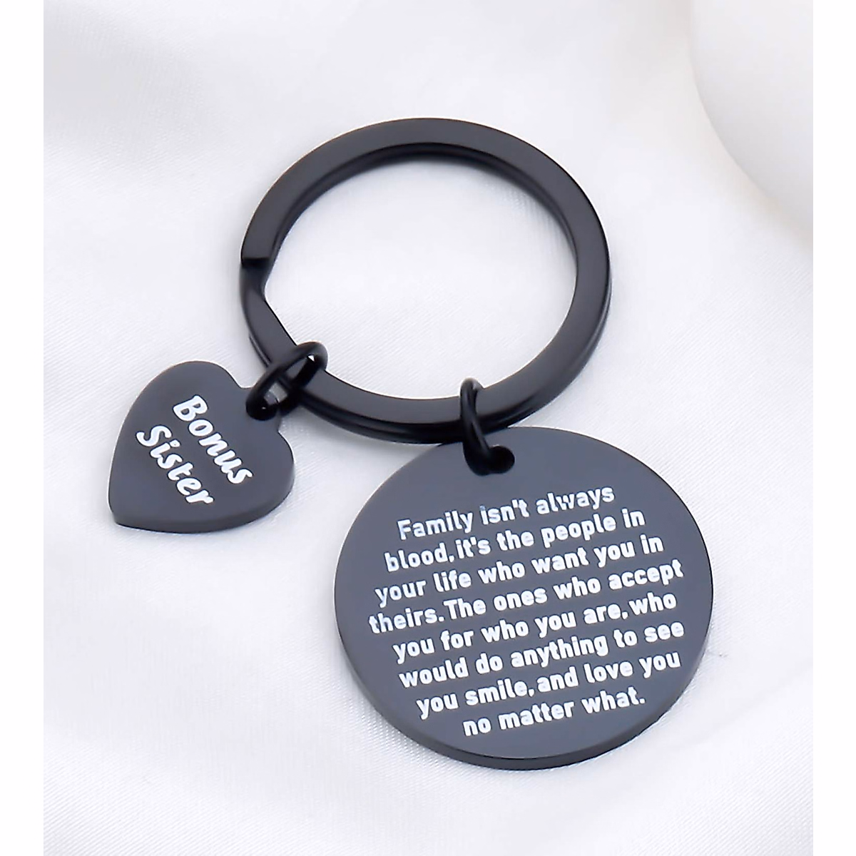 bobauna Bonus Sister In Law Keychain Family Isn't Always Blood It's The People In Your Life Who Want You In Theirs Wedding Jewelry Bridal Shower Gift (bonus sister keychain black)