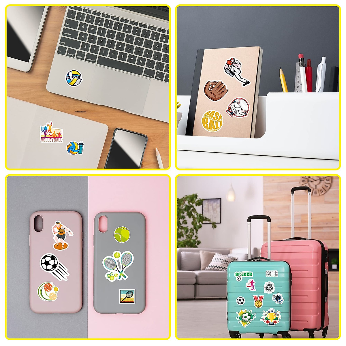 720 Counts Sports Party Favors Ball Sports Stickers Basketball Baseball Volleyball Football Soccer Tennis Stickers for Boys Girls Birthday Party Gifts decoration Water Bottles Laptop Skateboard