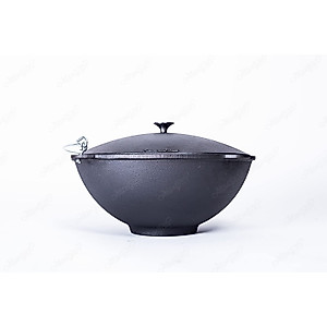 Kazan Cast Iron Cauldron Qazan Qozon Kadai (9L-2.3Gal) + Uchag Oven Stove Wood Fire Duch Oven (36cm-14")