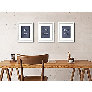 DEKWINN 8x10 Picture Frame Set of 3 with Real Glass for Pictures 5x7 with Mat or 8x10 Without Mat, Wall Mounting or Tabletop display Photo Frames in White